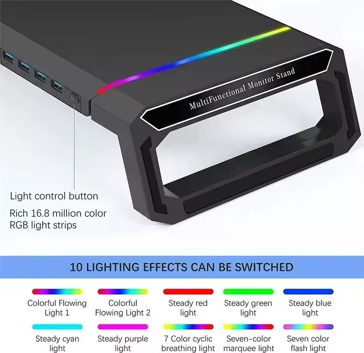 Aluminum PC Monitor Stand – 4 USB Ports with USB 3.0 Fast Charging ...